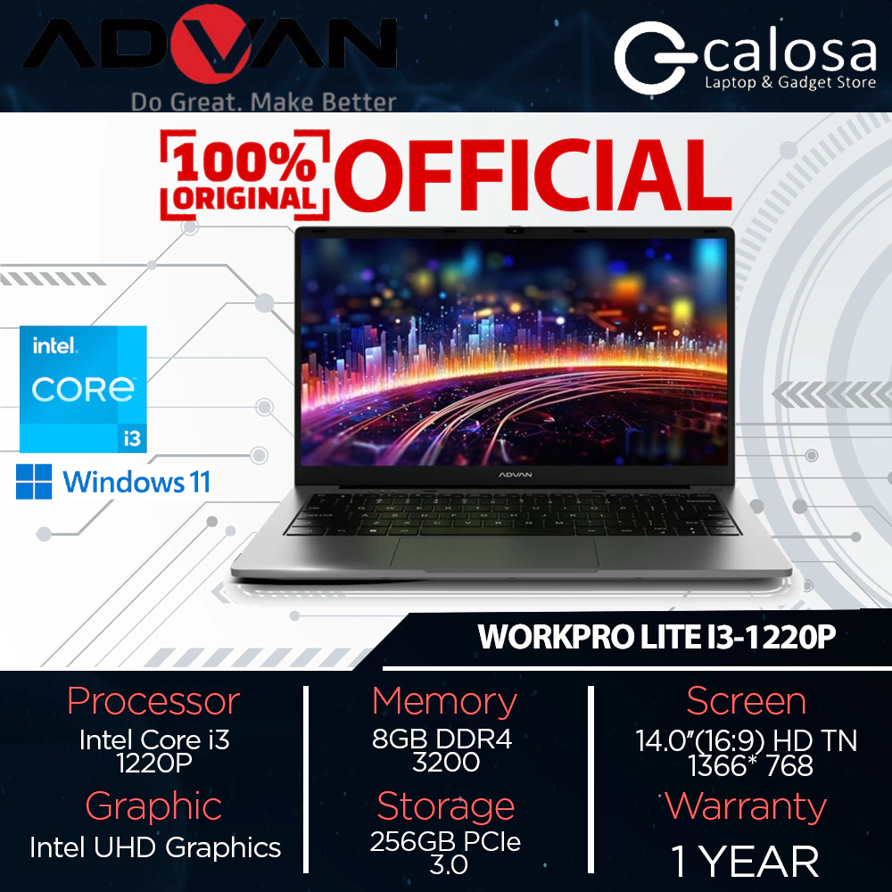 Jual ADVAN WORKPRO WORK PRO LITE I3-1215U / i3-1220P 8GB 256GB SSD 14 ...