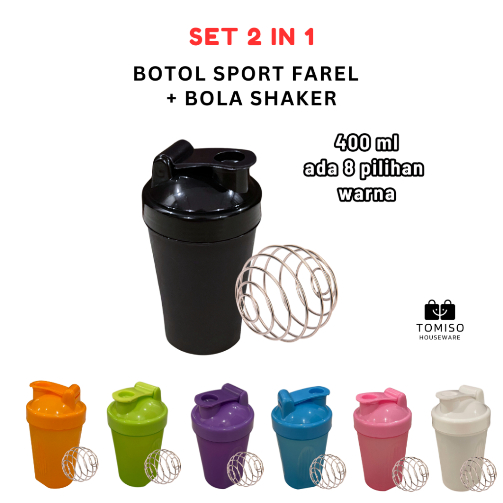 Jual SET 2 IN 1 BOTOL SPORT FAREL DAN BOLA SHAKER 400ml | Botol Minum ...