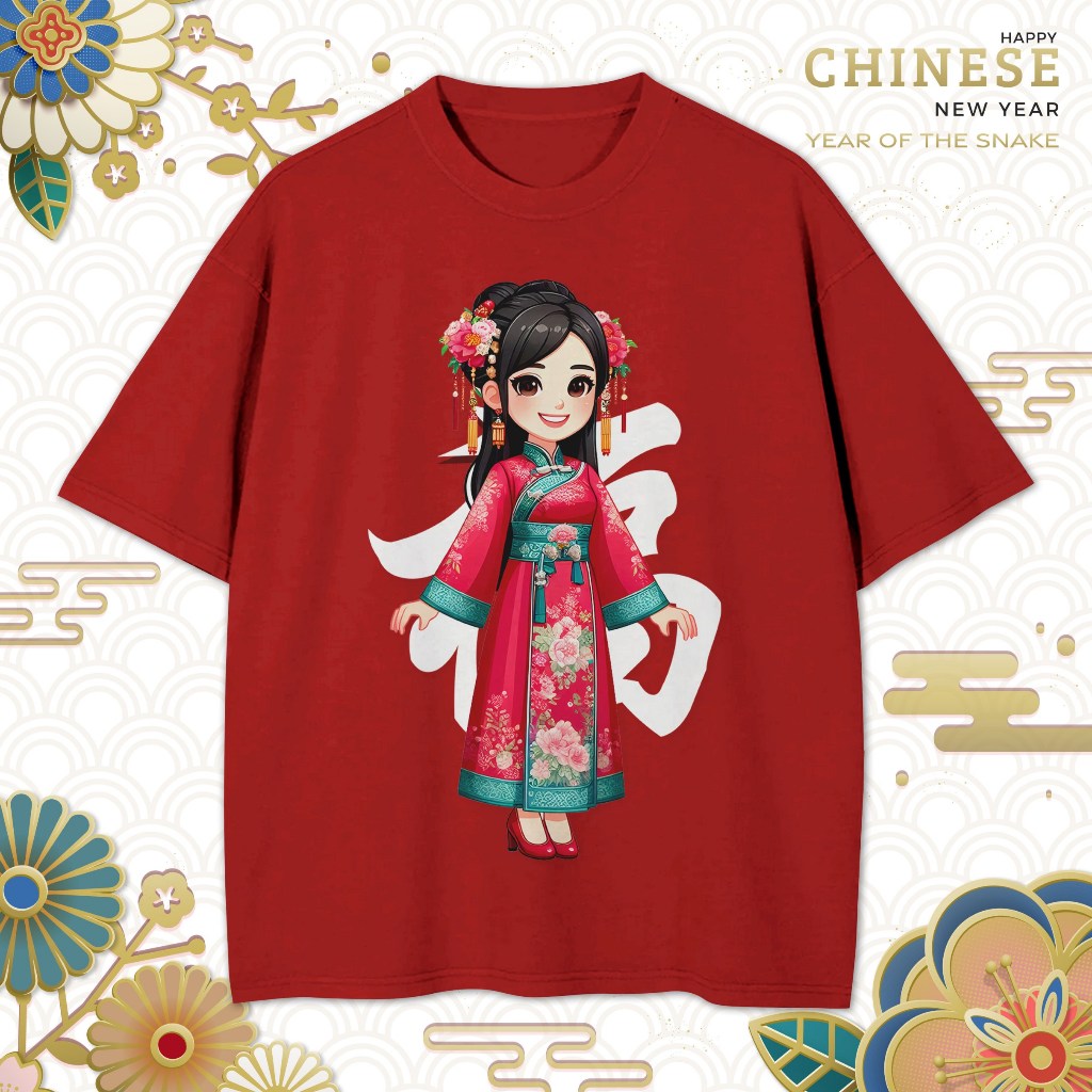 Jual KAOS IMLEK GIRL WEARING QIPAO | Baju CNY Happy Chinese New Year ...