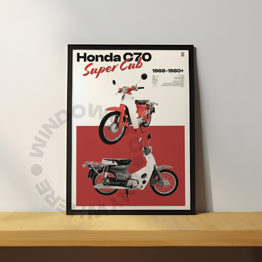 Jual Poster Motor Klasik Honda C70 | Poster Custom Vintage | Retro ...