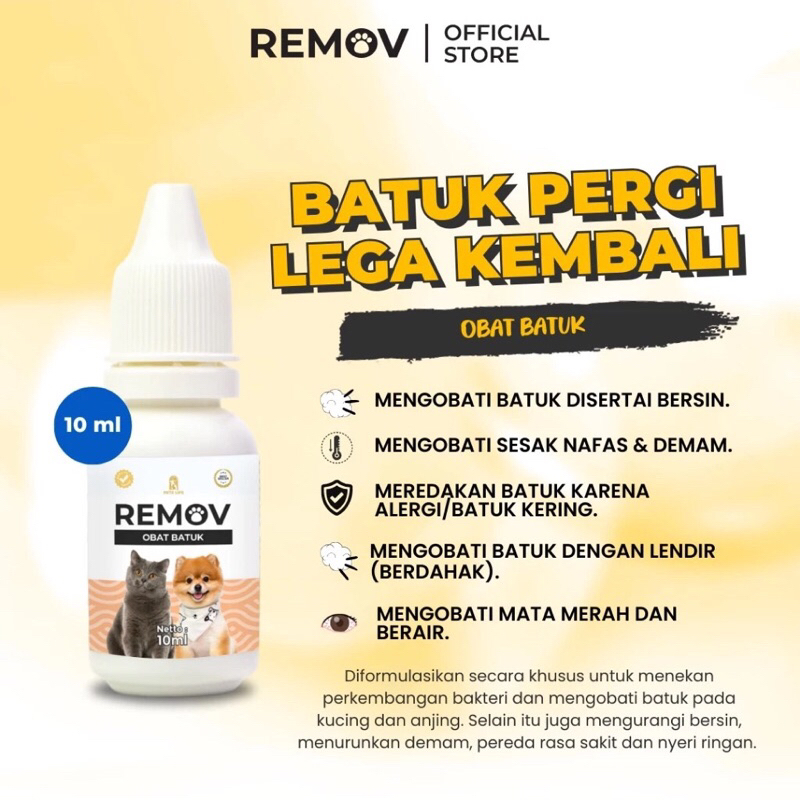 Jual REMOV OBAT BATUK kucing dan anjing 10ml | Shopee Indonesia