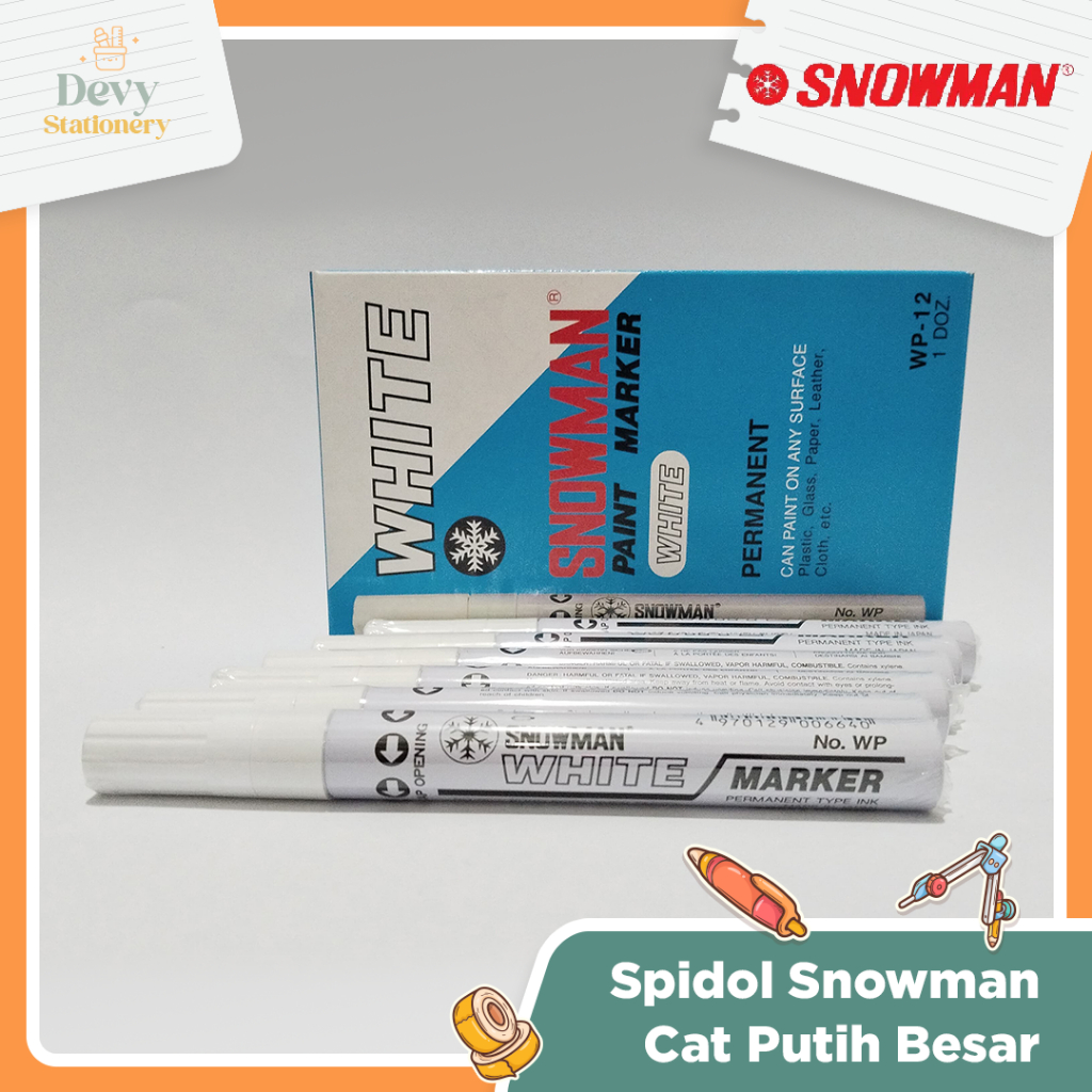 Jual SNOWMAN Spidol Cat Putih Besar Spidol Multifungsi untuk menulis ...