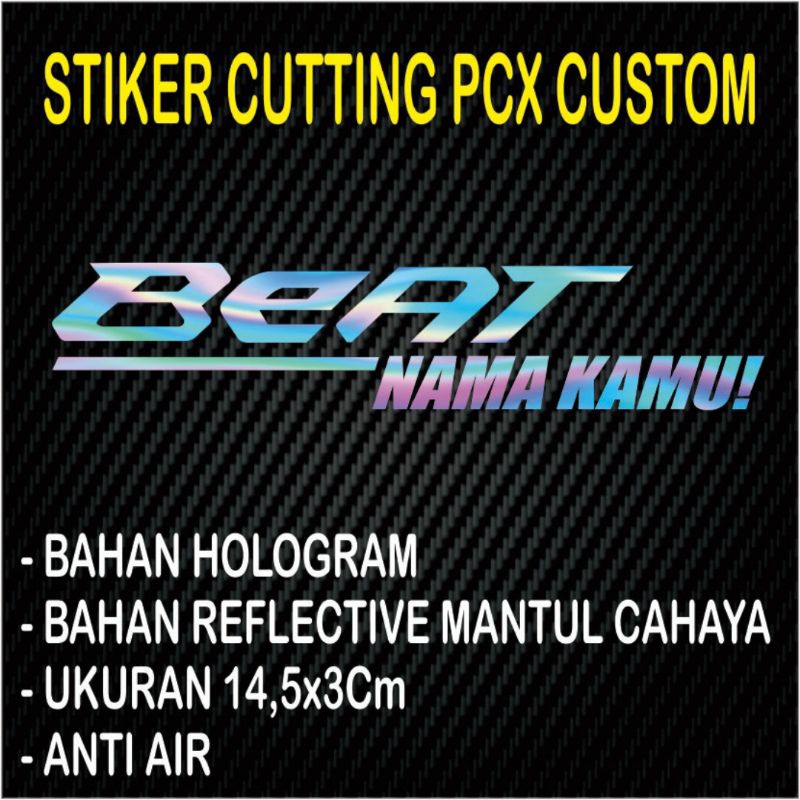Jual stiker cutting sticker beat custom nama kamu hologram mantul ...