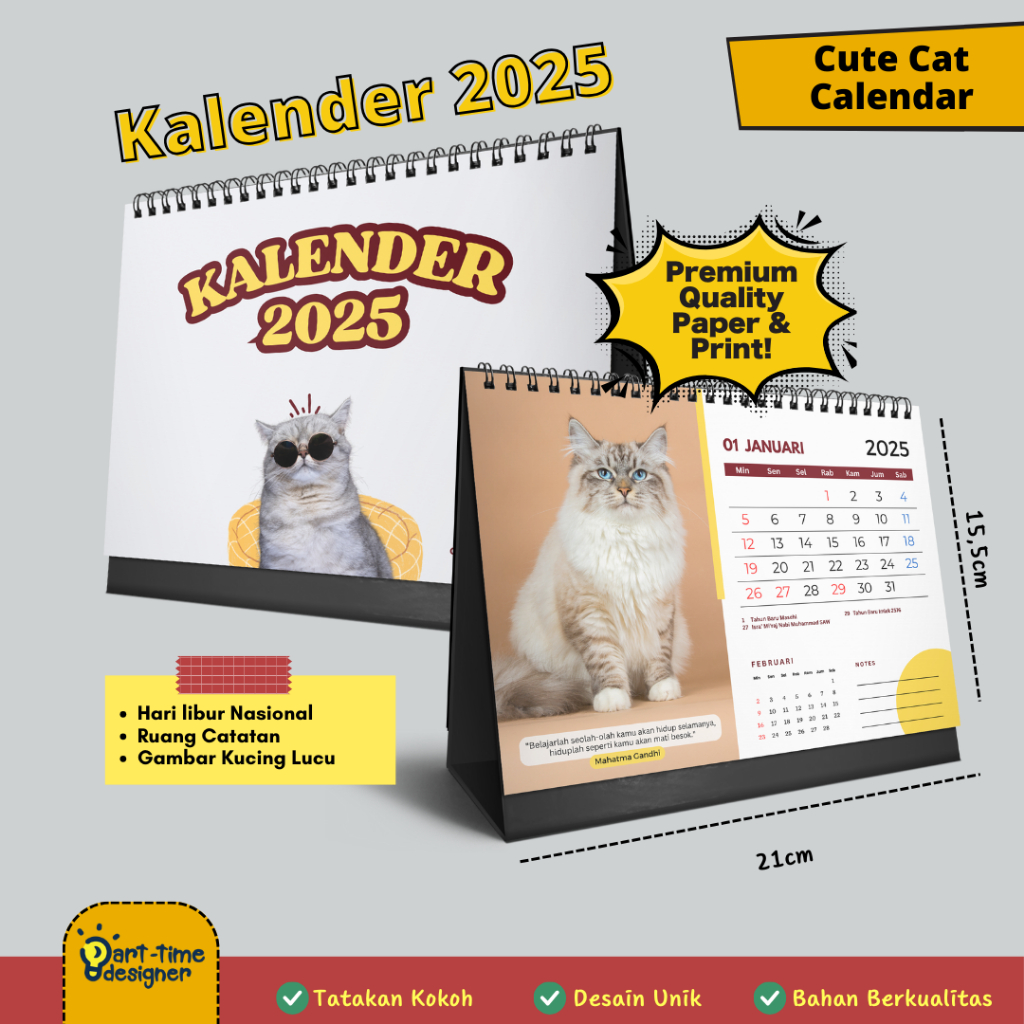 Jual Kalender 2025 Kucing Lucu Calendar Meja | Shopee Indonesia