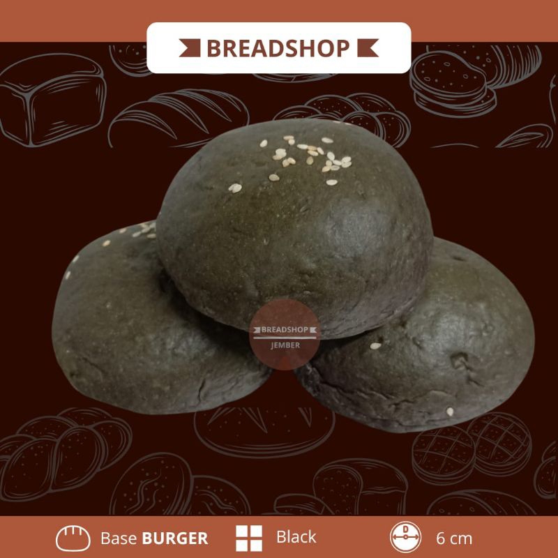 Jual BREADSHOP ROTI BURGER HITAM 6CM ISI 10 | BASE BURGER 6CM BLACK ...