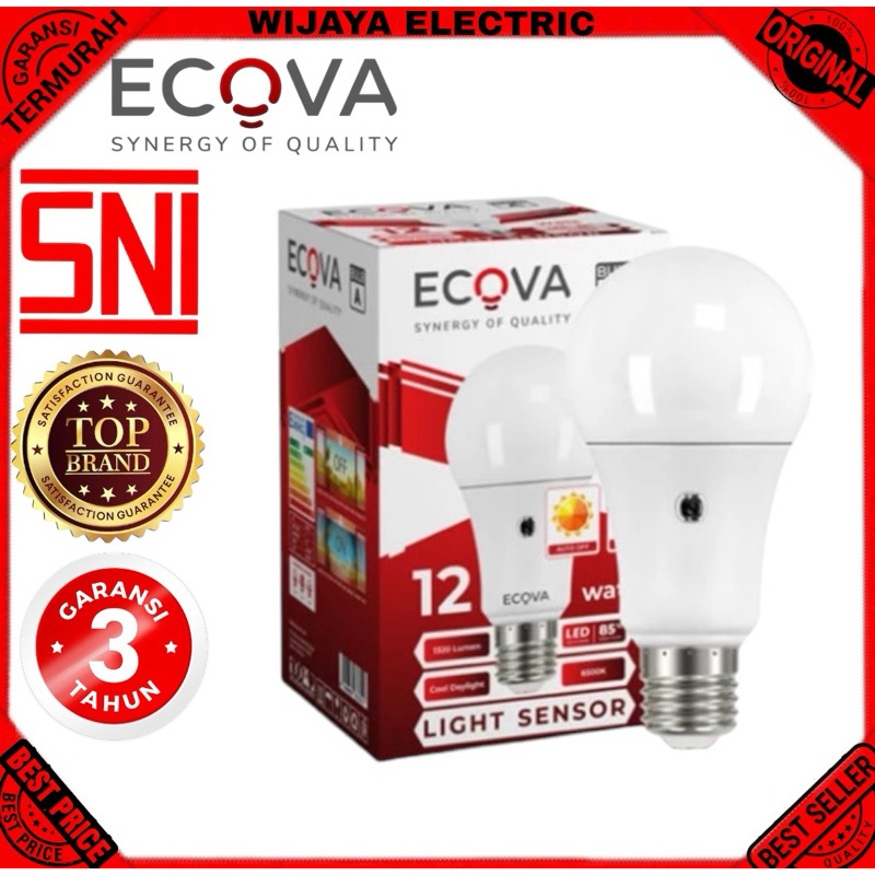 Jual Ecova Lampu Led sensor Cahaya 12 watt Light Sensor Bulb | Shopee Indonesia