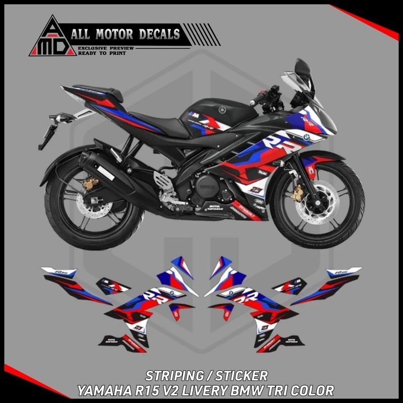 Jual STRIPING YAMAHA R15 V2 LIVERY MODEL BMW / DECAL MOTOR R15 VERSI KE ...