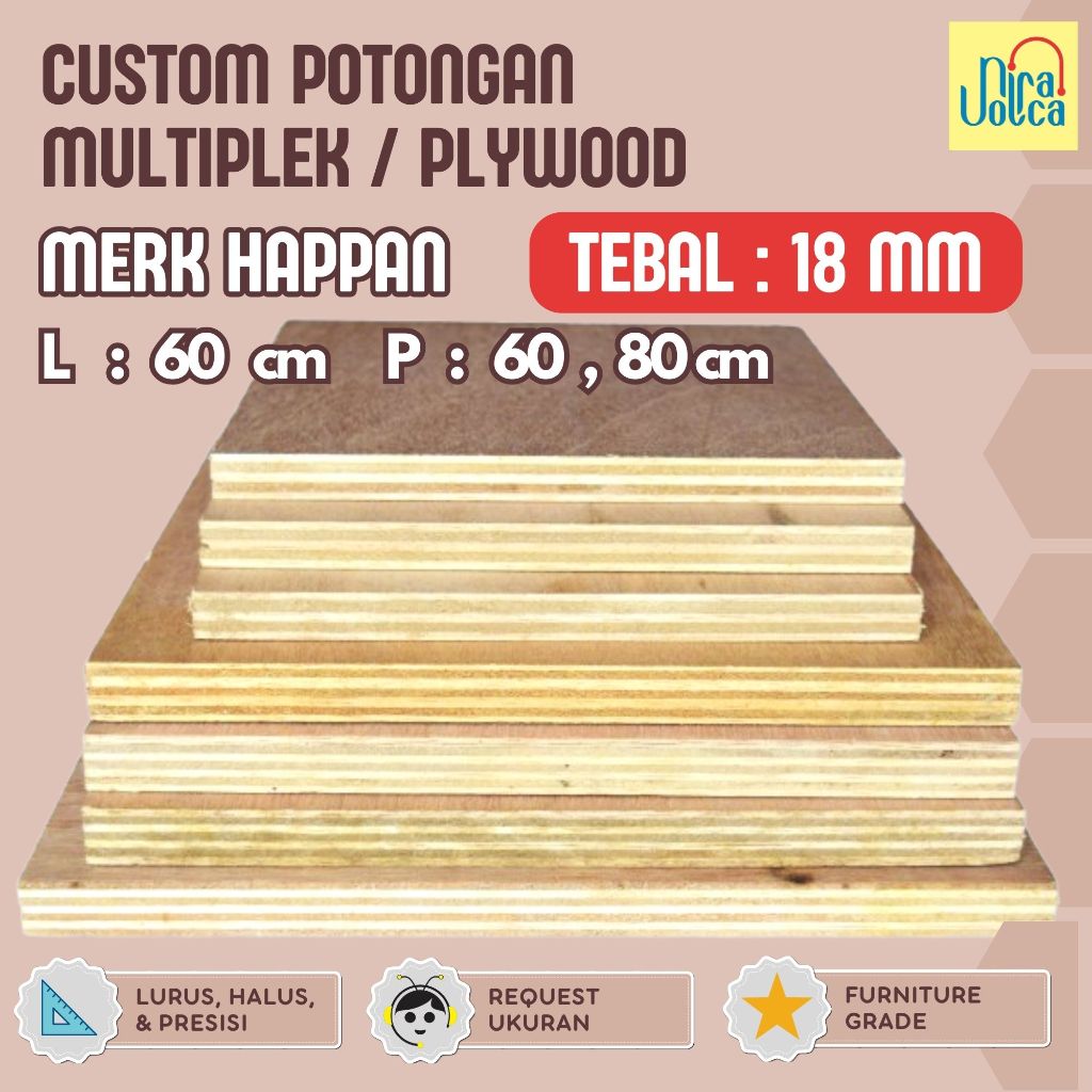 Jual Plywood / Multiplek 18 mm L = 60 cm Costum Potongan Merk Happan ...