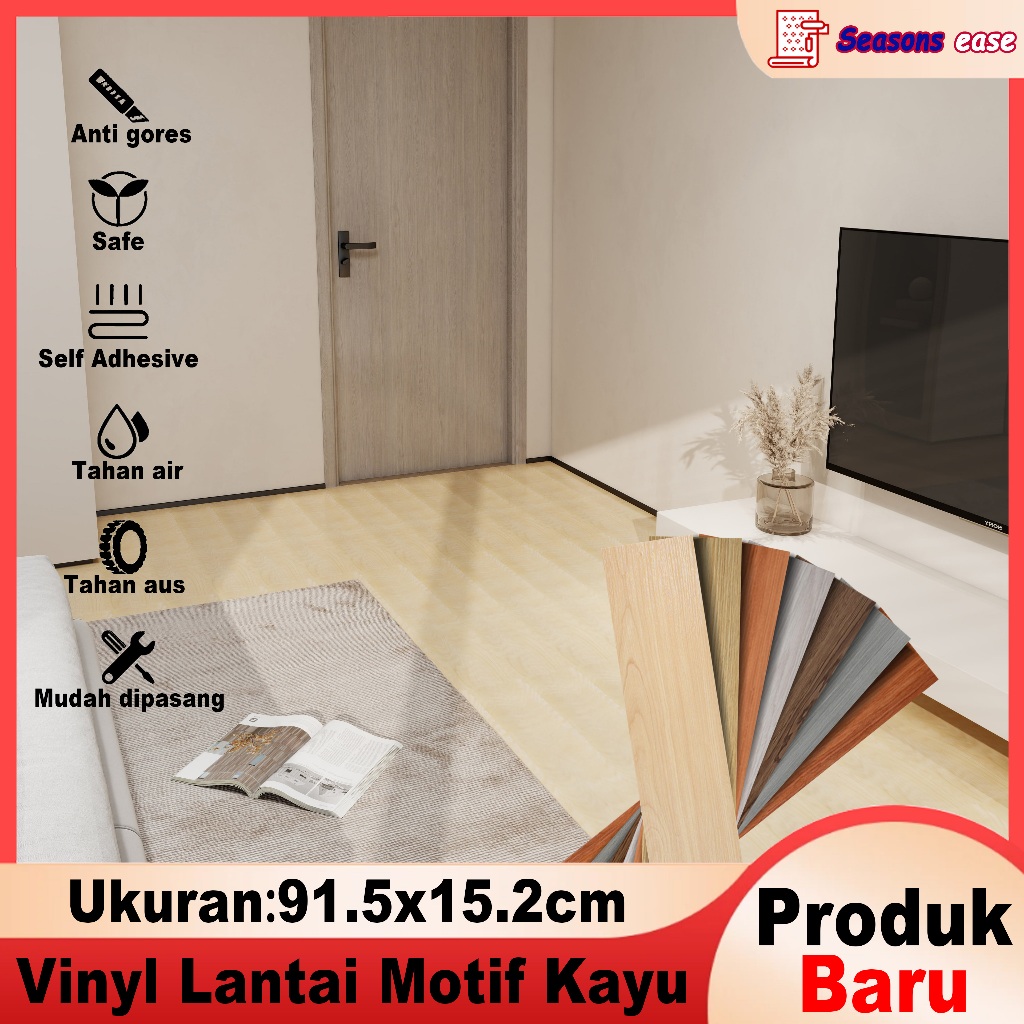Jual Seasons Ease - Lantai Vinyl Motif Kayu Parket 91.5x15.2cm - Premium Self Adhesive, Tahan ...