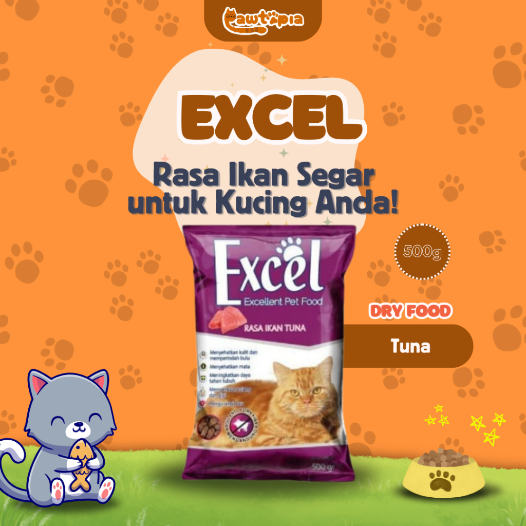 Jual Pawtopia Excel Dry Cat Food Makanan Kucing Kering 500gr | Shopee ...