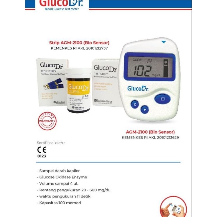 Jual Paket Terbaru GLUCO DR BIO SENSOR AGM 21 ALAT TEST DAN STRIP GULA ...