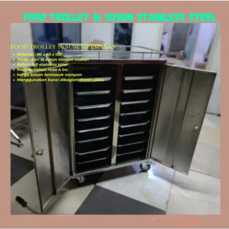Jual troli makan 16 shap || food trolley 16 susun || troli makan rumah ...