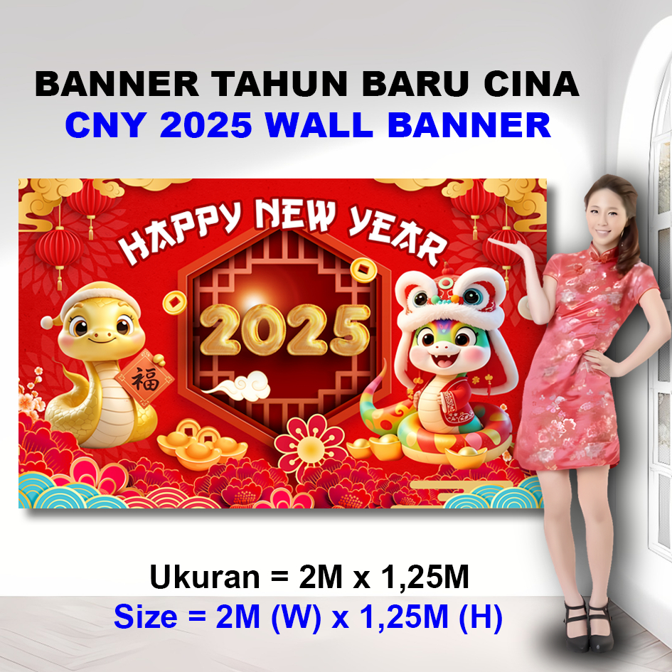 Jual BANNER TAHUN BARU CINA 2025 SPANDUK IMLEK GAMBAR LATAR GONG XI FA CAI PHOTO SEPANDUK ...