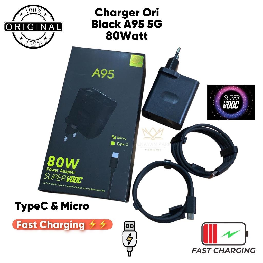 Jual Charger 80W OP A95 5G Casan Set + Kabel Data Micro / Type C Super ...