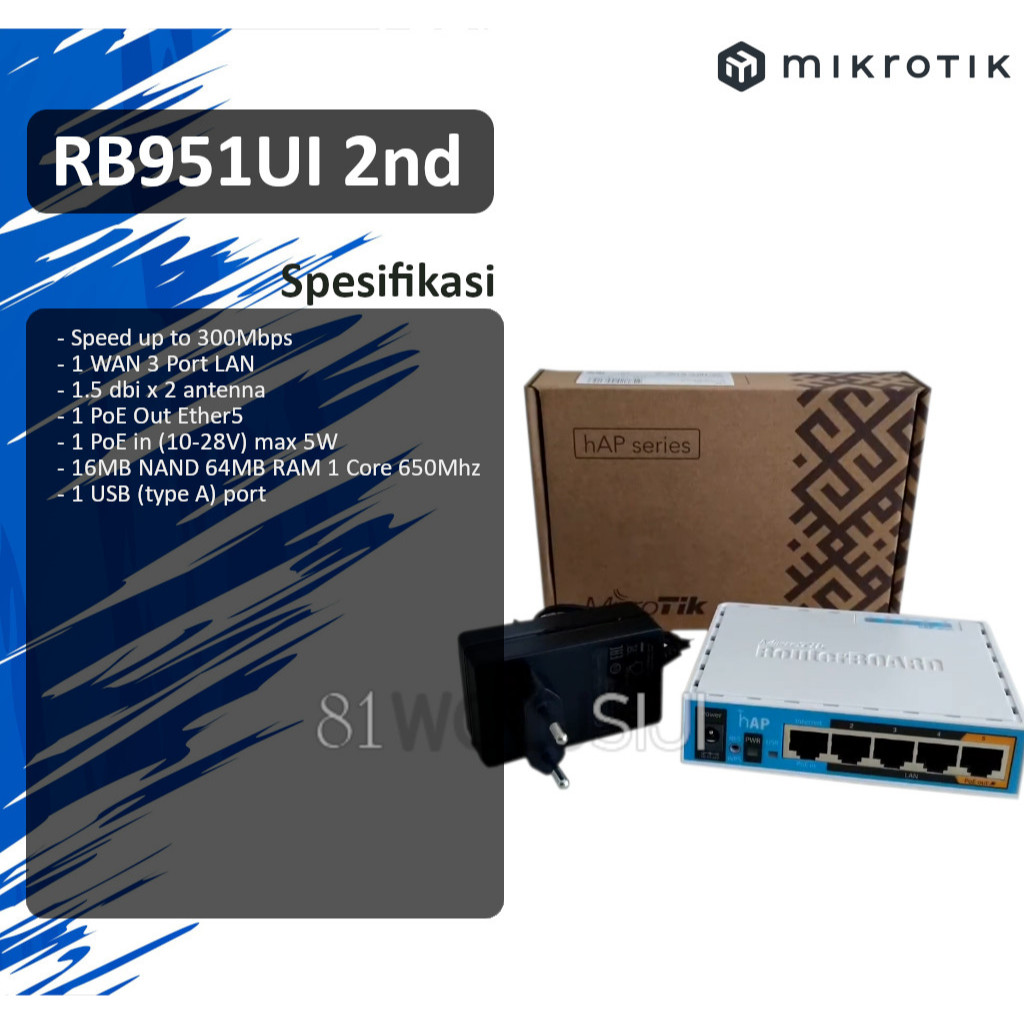 Jual Mikrotik RB951UI 2ND Router/Wireless Router HAP 300Mbps | Shopee ...