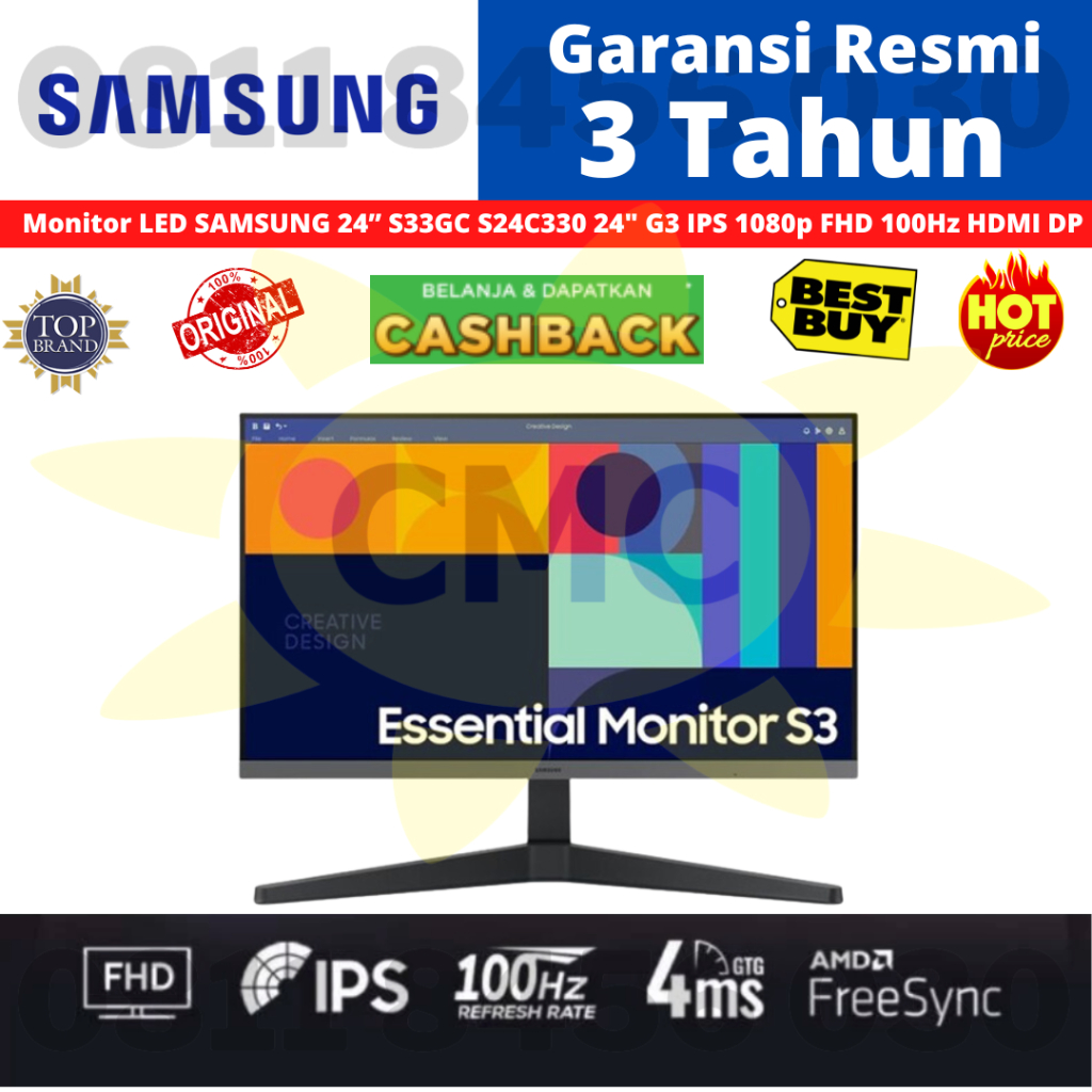 Jual Monitor LED Samsung 24" S33GC S24C330 G3 IPS 1080p FHD FreeSync ...