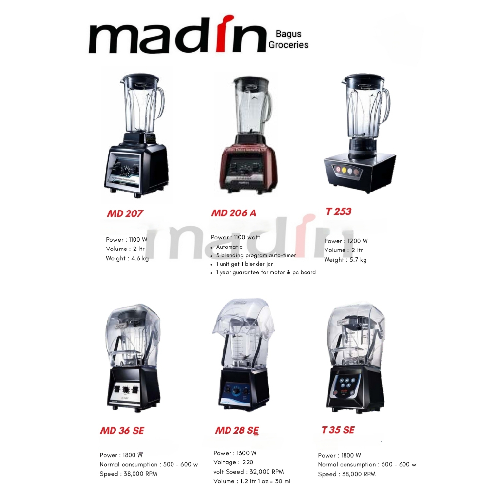 Jual Professional Silent Blender MADIN T 35 SE New advance 1200 ml ...