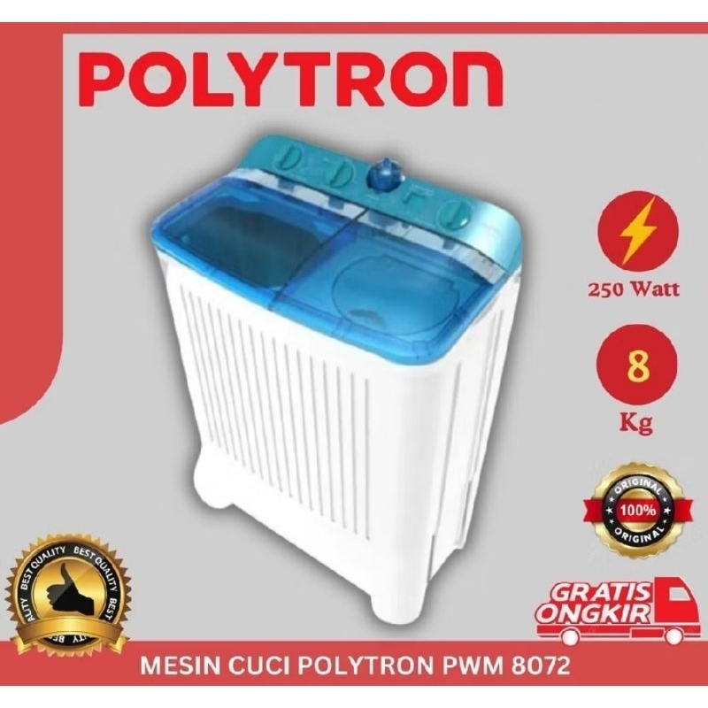 Jual MESIN CUCI 2 TABUNG POLYTRON 8KG PWM-8072 | Shopee Indonesia