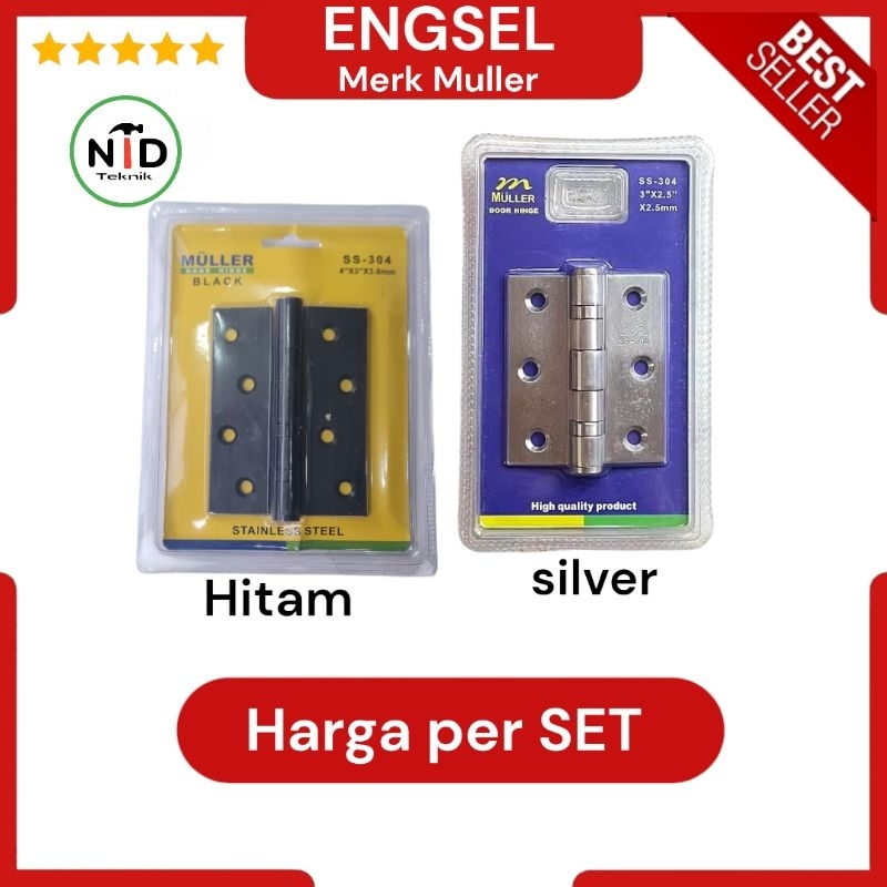 Jual ( 1 SET ) Engsel Pintu Muller Engsel Bearing Stainless Steel Tebal ...