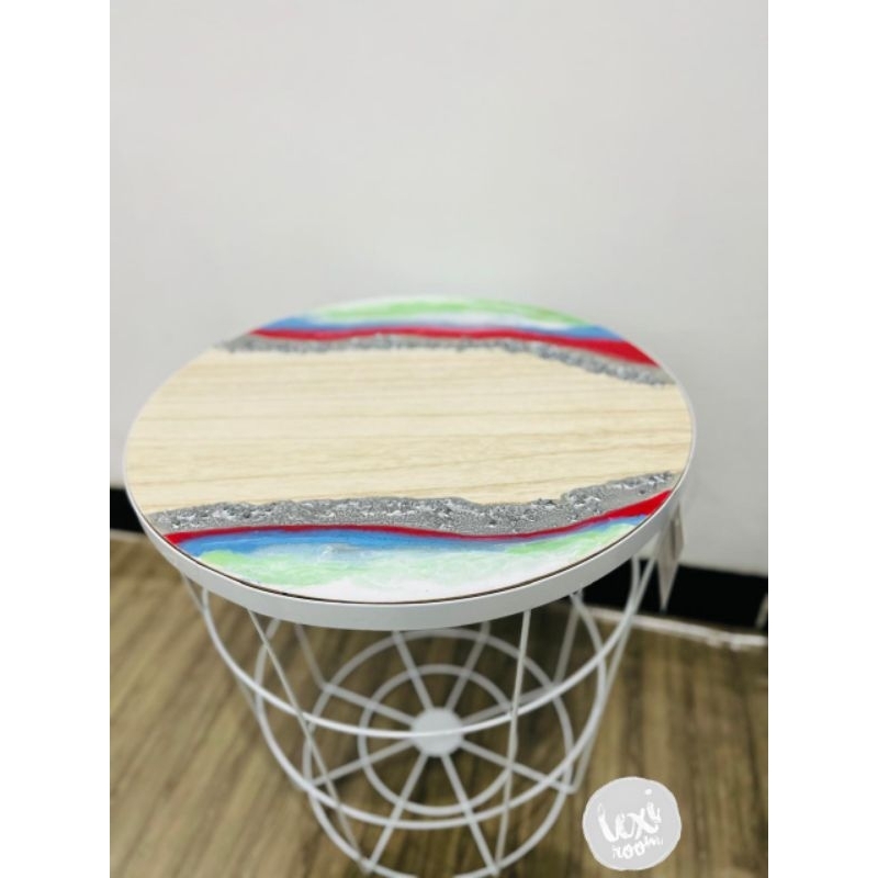 Jual Meja Resin Aesthetic / Meja Bulat dengan penyimpanan / Round Table ...