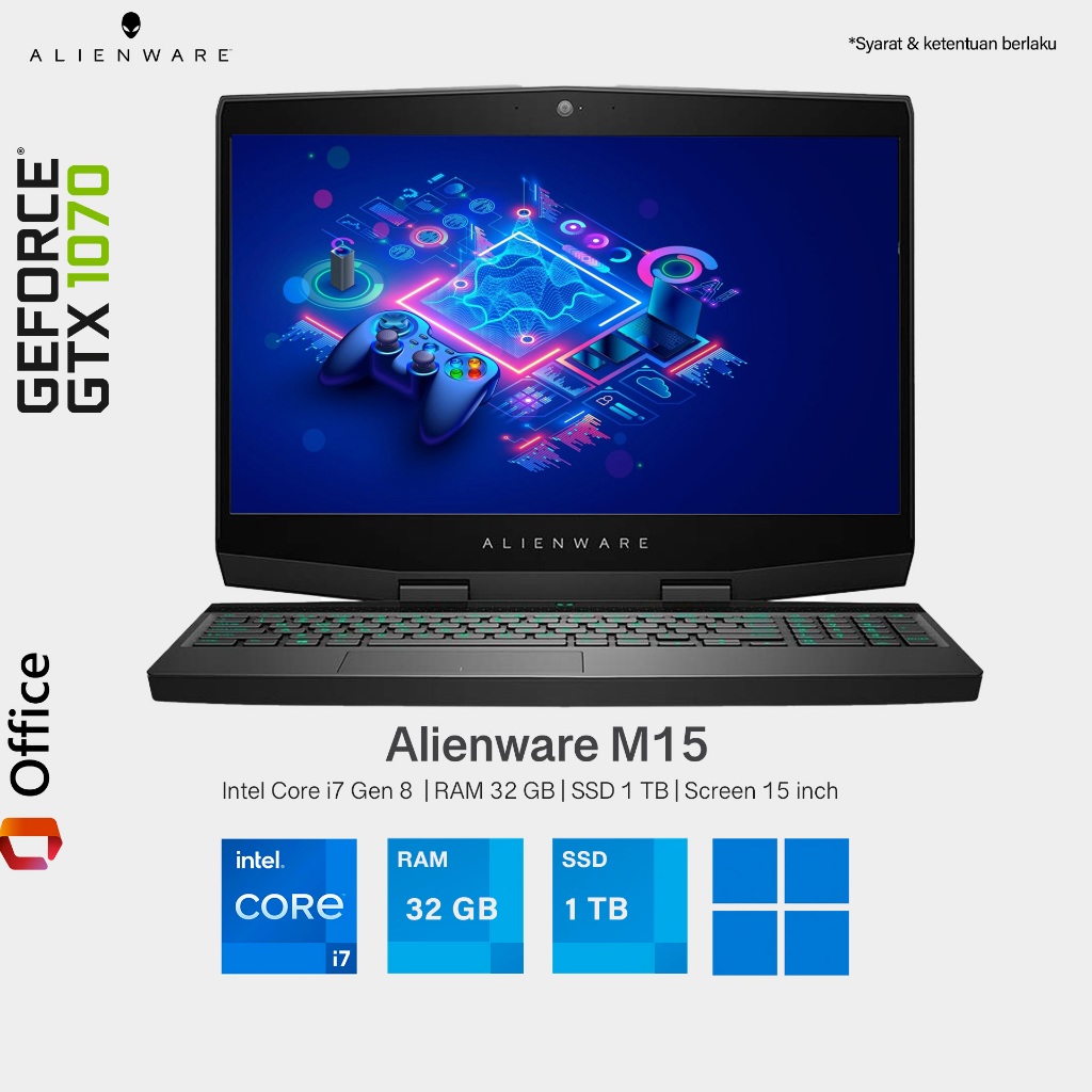Jual Alienware M15 Laptop Intel Core i7 Gen 8 RAM 32 GB SSD 1 TB ...