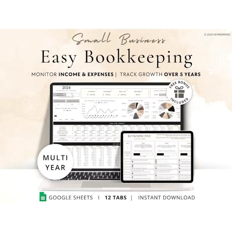 Jual Small Business Income Expense Spreadsheet Easy Bookkeeping Google ...