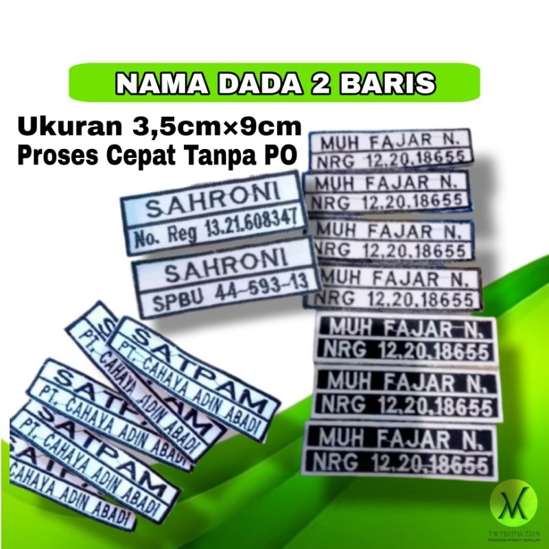 Jual ( 1 HARI JADI ) Nama Dada Bordir 2 Baris | Bed Nama Bordir 2 ...