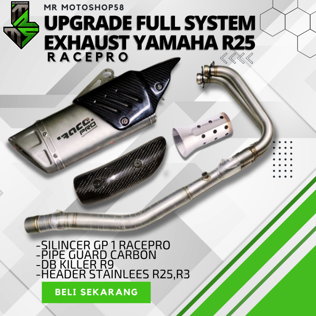 Jual FULL SYSTEM EXHAUST YAMAHA R25 R3 MT-03 KNALPOT GP1 ONE RACEPRO ...