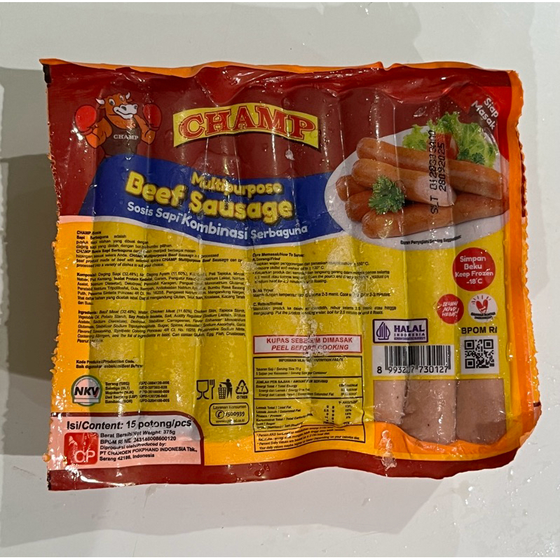 Jual Champ Beef Sausage (sosis sapi) isi 15pcs. 100% HALAL | Shopee ...