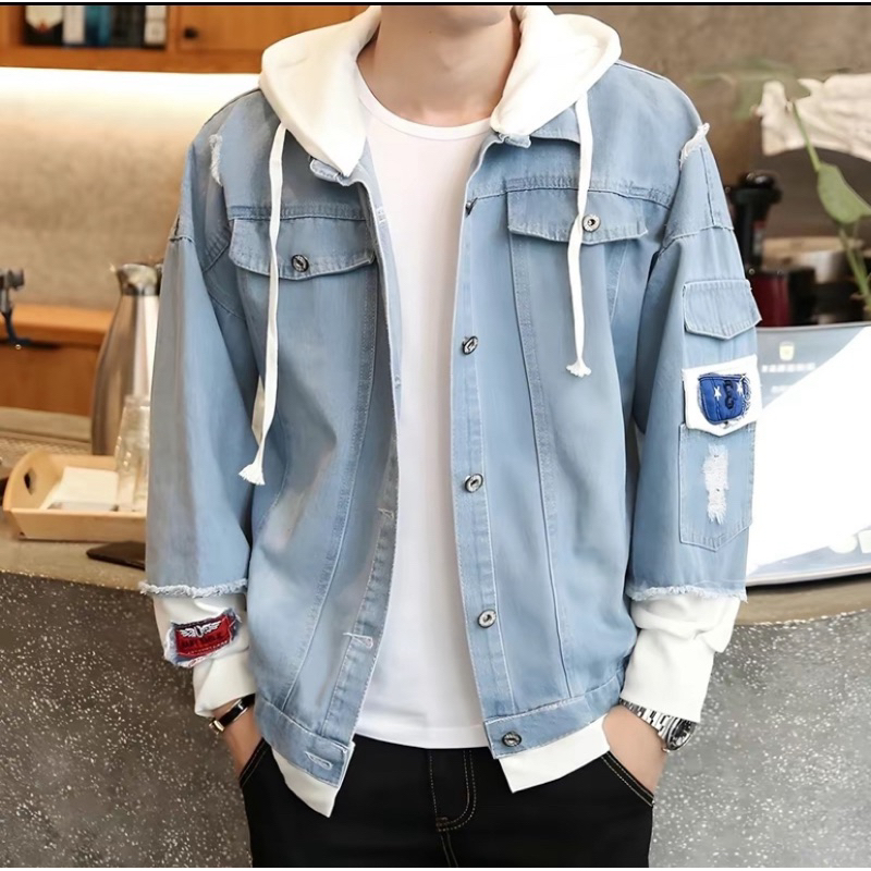 Jual JAKET JEANS DENIM PRIA MODEL KOREAN STYLE KUPLUK | Shopee Indonesia