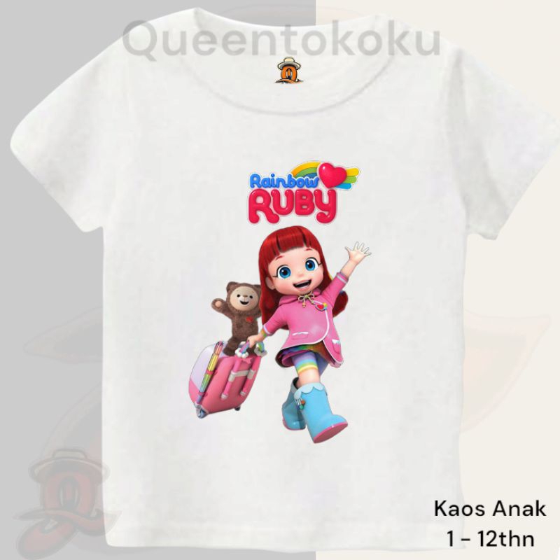 Jual Baju Anak perempuan tangan pendek Rainbow Ruby koper lucu | Shopee ...