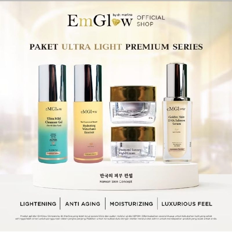 Jual EmGlow Ultra Light Premium Series Paket Skincare Wajah Dengan Krim ...