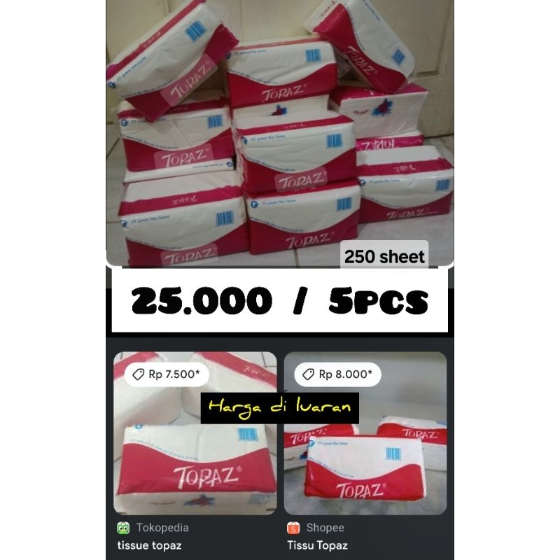 Jual TISSUE 250 sheet TOPAZ / TISSUE DAPUR / TISSUE ROLL / TISSUE ...