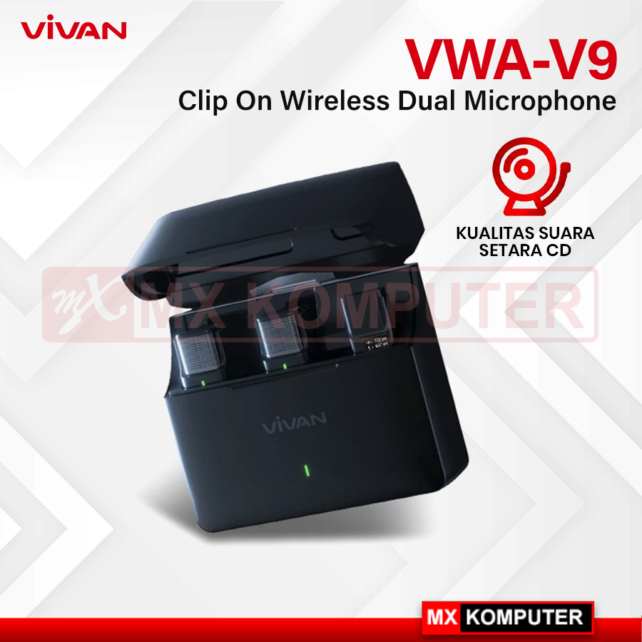 Jual VIVAN Clip On Wireless Dual Microphone VWA-V9 AI Noise Reduction ...