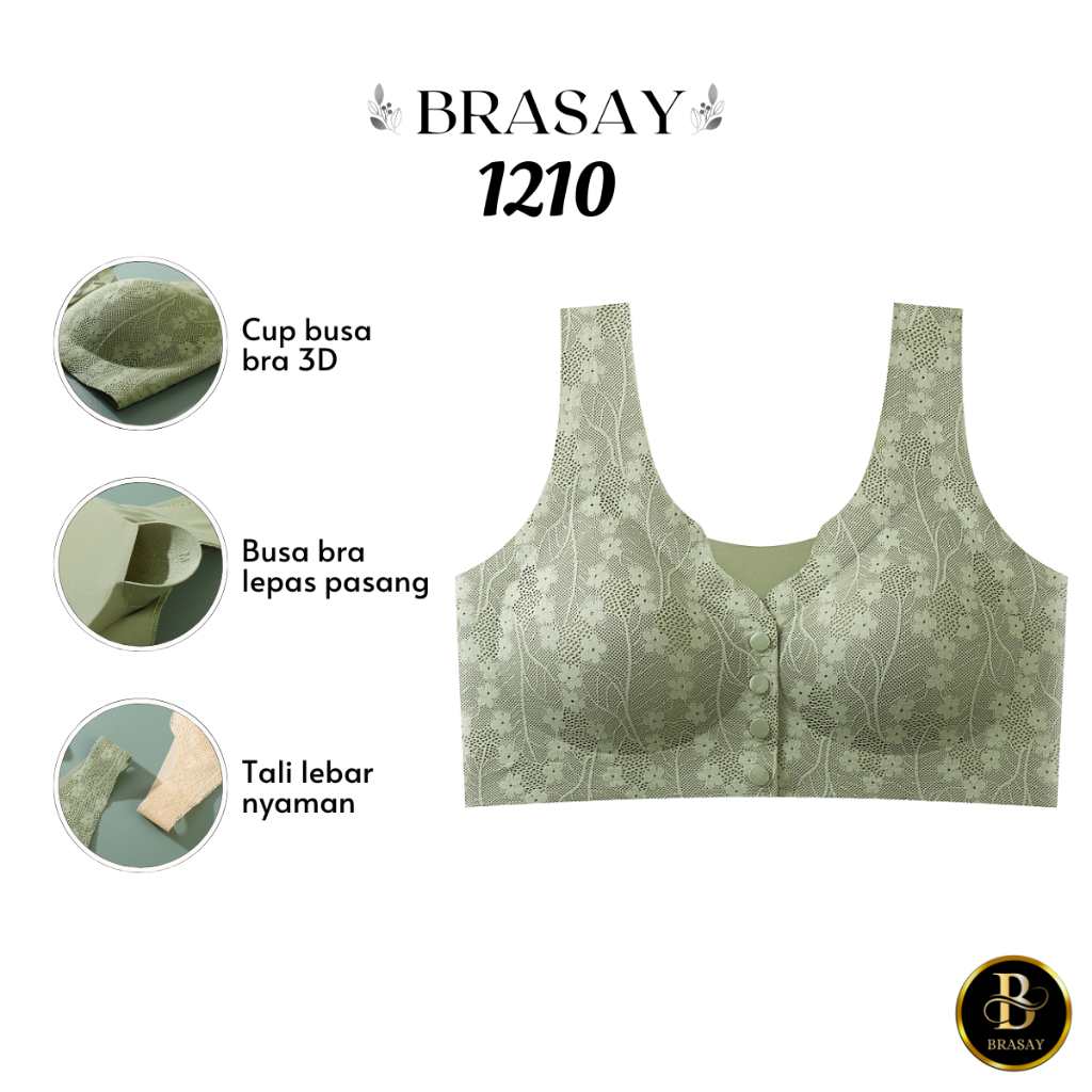 Jual Brasay Bra Wanita Seamless Tanpa Kawat Motif Renda Bra Ibu ...