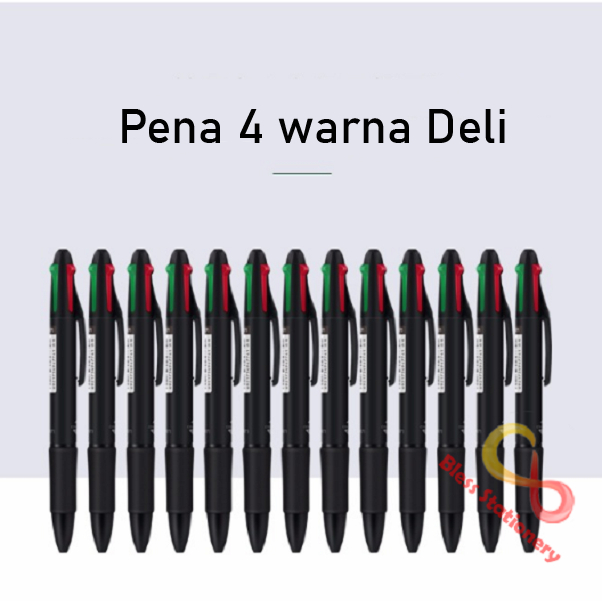 Jual Deli Pulpen 4 warna Pen cetek Pena Ballpoint Ball point 0.7mm ...