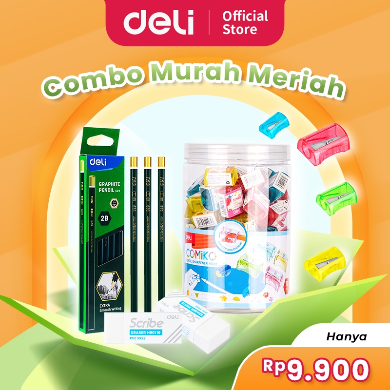 Jual Deli Bundle Pensil Kayu isi 2B x Rautan lucu x Penghapus Ujian ...