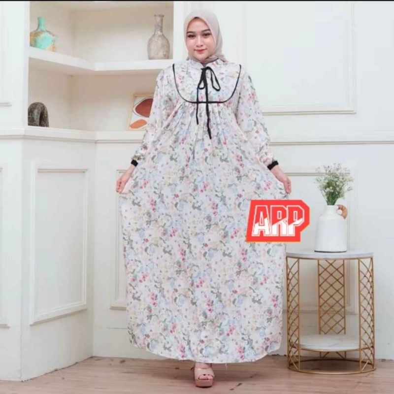Jual Vanessa dress bunga rayon premium gamis muslim jumbo ld 120 cm ...
