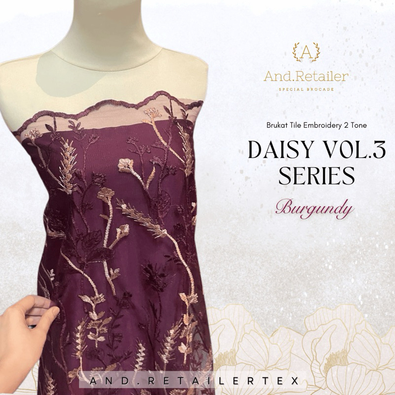 Jual Bahan Kain Brokat Tile Garden Embroidery 2tone Daisy New Series ...