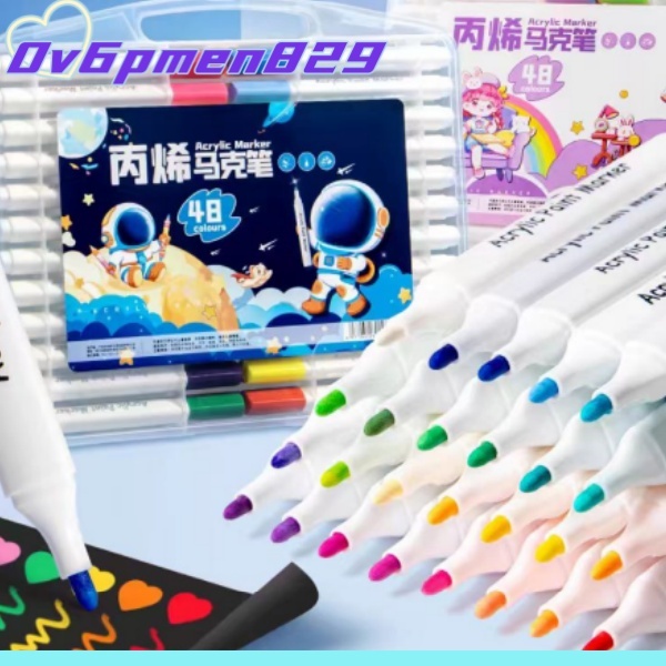 Jual Spidol Acrylic Marker 12/24/36/48/60/80 Warnas Pena Kuas Warna ...