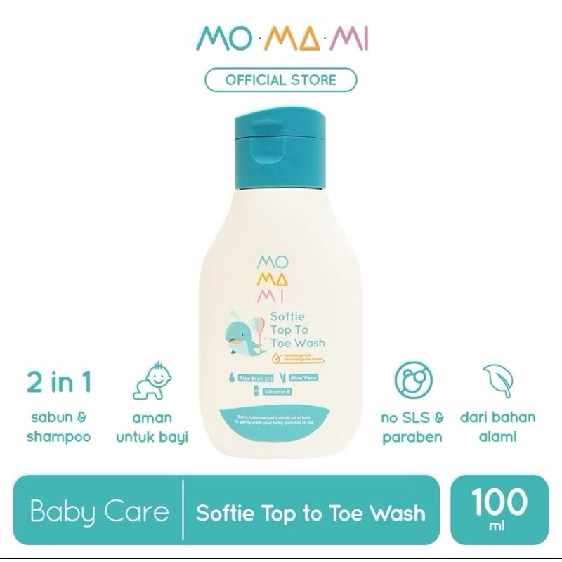 Jual MOMAMI SOFTIE Top to wash 100 ml & 235 ml , 2 in 1 Liquid Shampoo ...