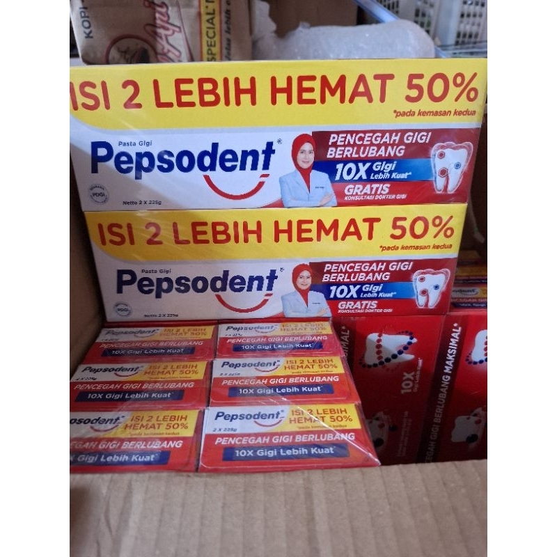 Jual Pepsodent 225 gram isi 2 Pencedah Gigi Berlubang 10x Lebih Kuat ...