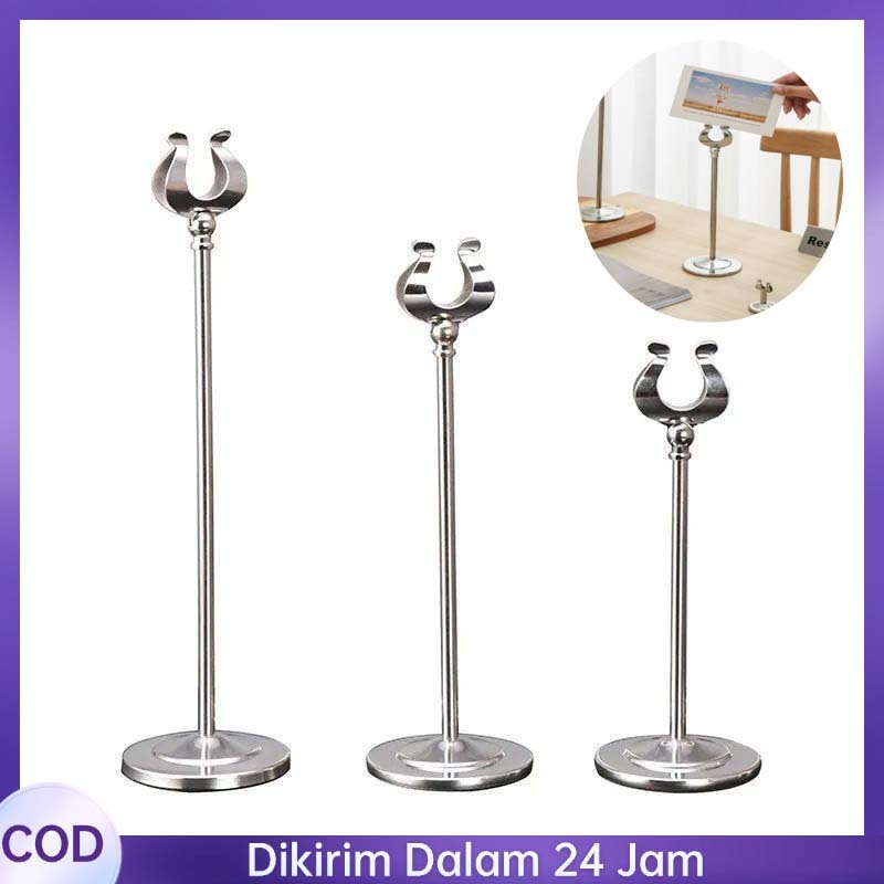 Jual Table Menu Holder Stainless Steel Stand Nomor Meja Stand Menu Cafe ...