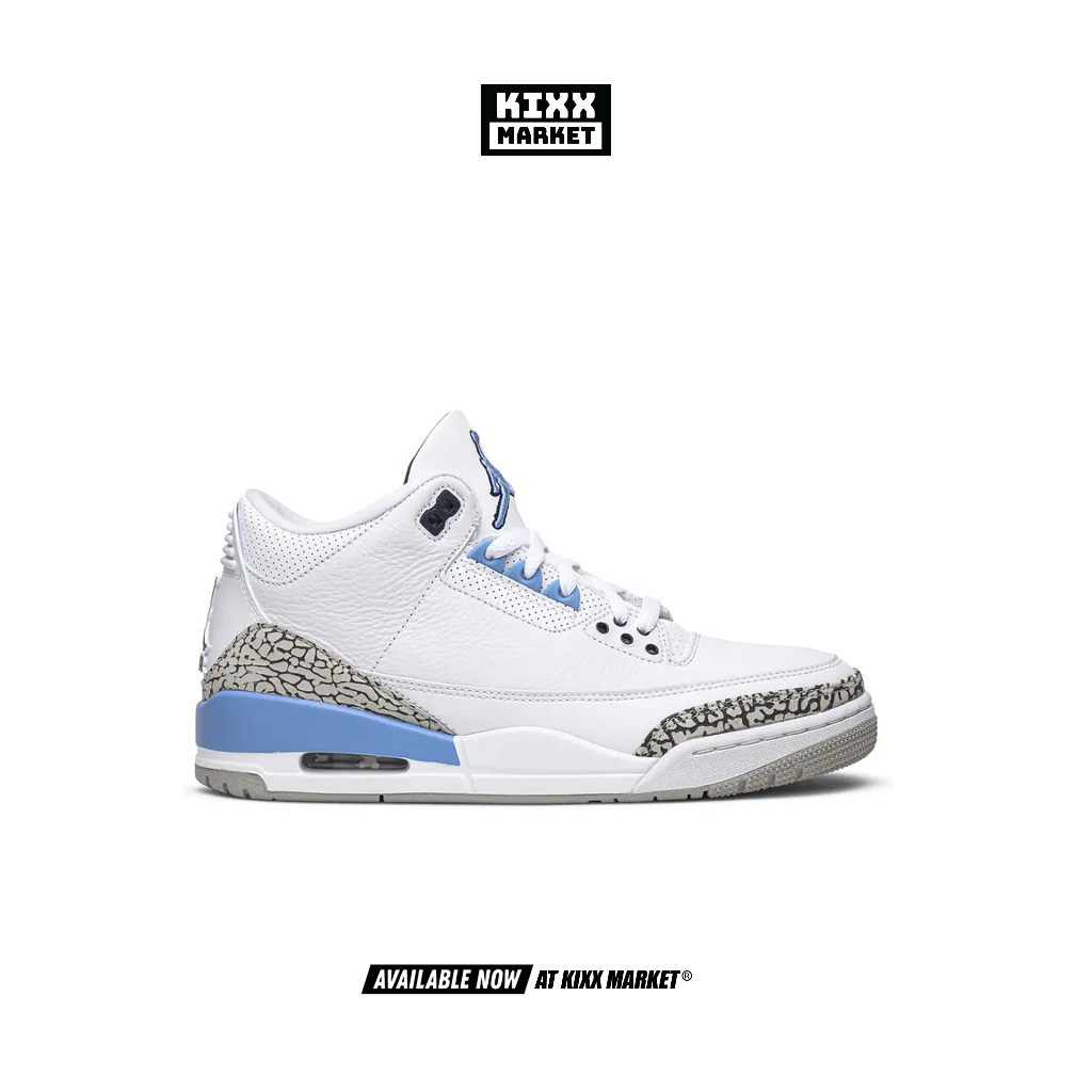 Jual Nike Air Jordan Retro 3 UNC Carolina White Blue | Shopee Indonesia
