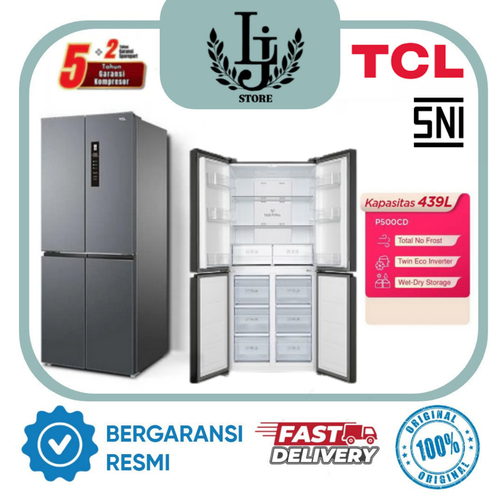 Jual Kulkas TCL Set By Side 4 Pintu P500CD Kulkas 4 Pintu TCL Side By Side TCL | Shopee Indonesia