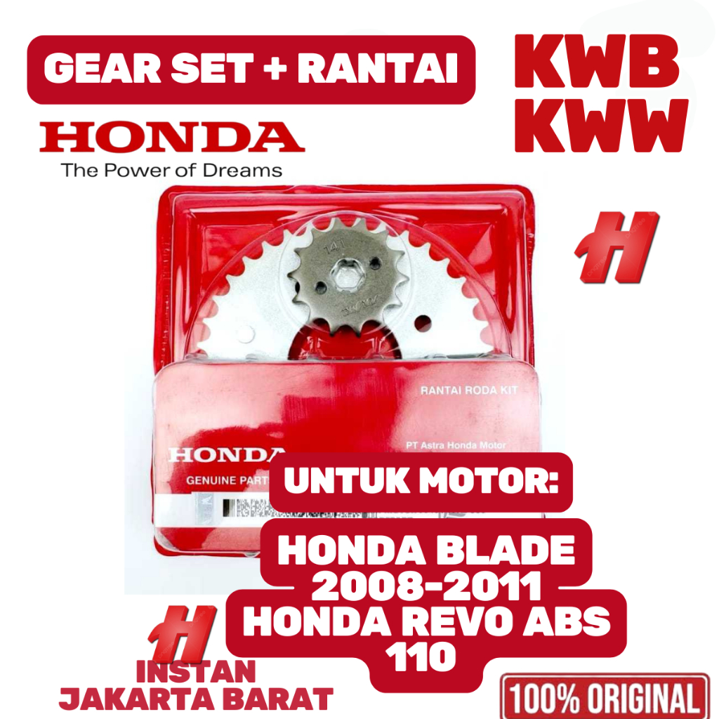 Jual ORIGINAL GRANSI GEAR SET RANTAI ORIGINAL KODE KWB REVO ABS 110, BLADE 2008-2011 KUALITAS ...