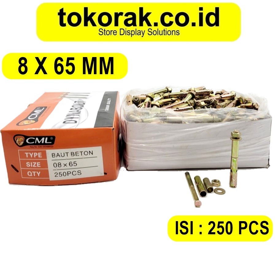 Jual DYNABOLT BAUT BETON 8 X 65 MM / BOX ISI 250 PCS CAMEL DINABOLT ...