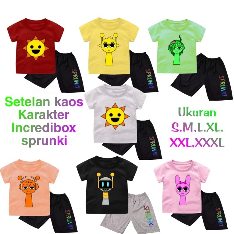 Jual Setelan Baju kaos Anak Karakter SPRUNKI INCREDIBOX VINERIA,SIMON ...