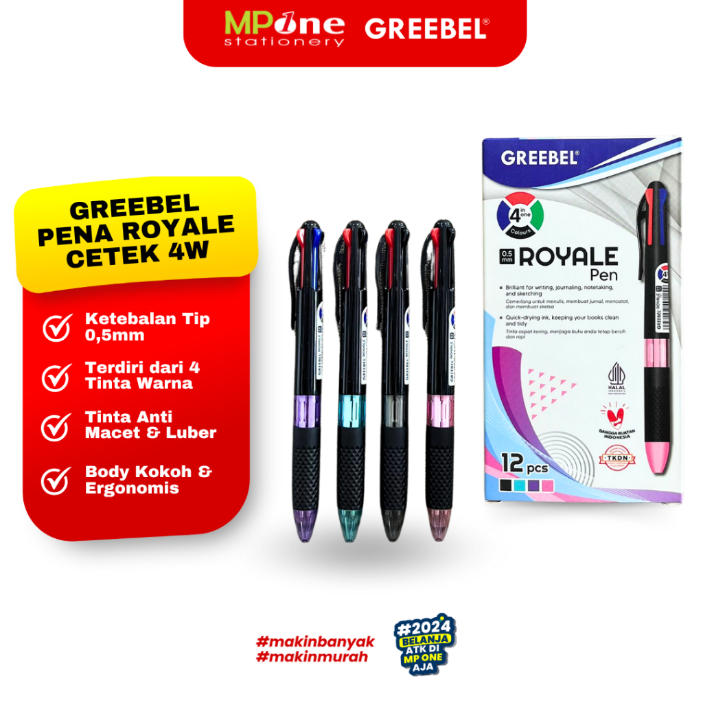 Jual (1 PCS) Greebel Pena Royale Cetek 4 Warna / Pulpen Ballpen 4 Warna ...