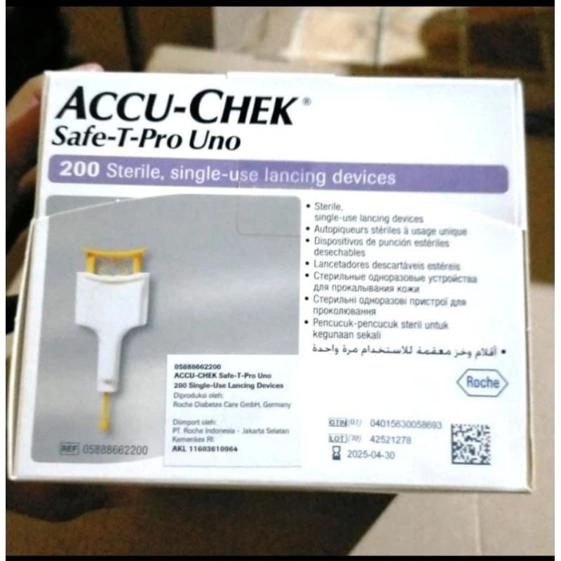 Jual Roche ACCU-CHEK Safe-T-Pro Uno Sterile isi 200 Pcs Jarum Lancet ...